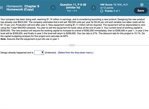 Solved Homework Chapter 9 Homework Copy Question 11 P