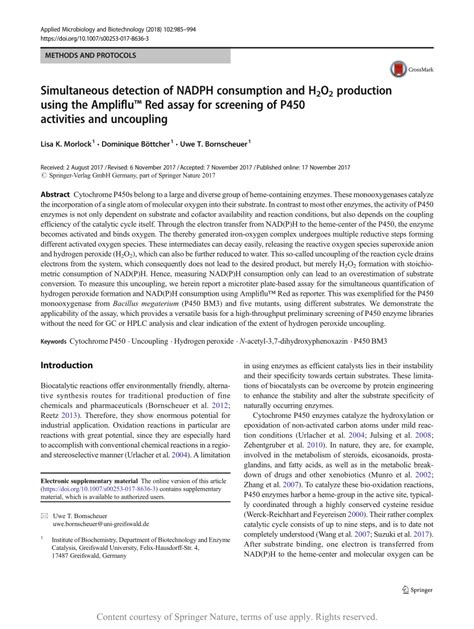 Simultaneous Detection Of Nadph Consumption And H2o2 Production Using The Ampliflu™ Red Assay