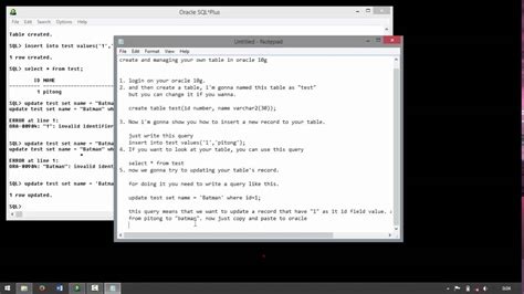 How To Create And Managing A Table Record In Oracle 10g Youtube