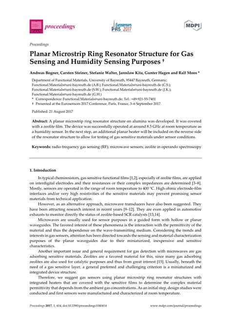 Pdf Planar Microstrip Ring Resonator Structure For Gas Sensing And