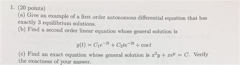 Solved Give An Example Of A First Order Autonomous
