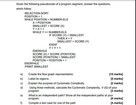 Solved Given The Following Pseudocode Of A Program Segment
