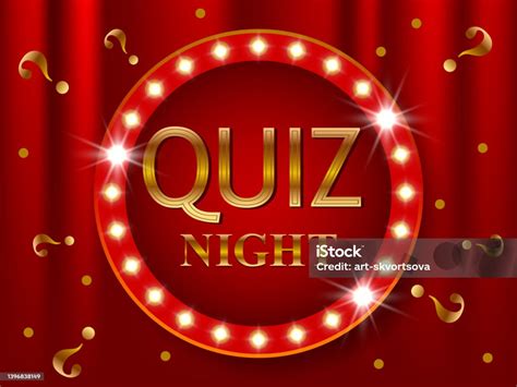 퀴즈 밤 발표 포스터 디자인 웹 배너 배경 벡터 일러스트 레이 션 펍 퀴즈 펍이 나 바 나이트 클럽에서 개최 현대 출판 팀 게임입니다 질문 게임 빛나는 복고풍 빛 배너