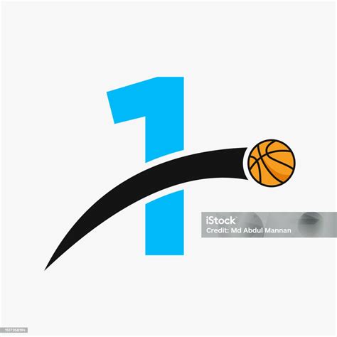 움직이는 농구 아이콘이 있는 편지 1의 농구 바스켓 볼 로고 타입 기호 경쟁에 대한 스톡 벡터 아트 및 기타 이미지 경쟁 공 스포츠 장비 길거리농구 Istock