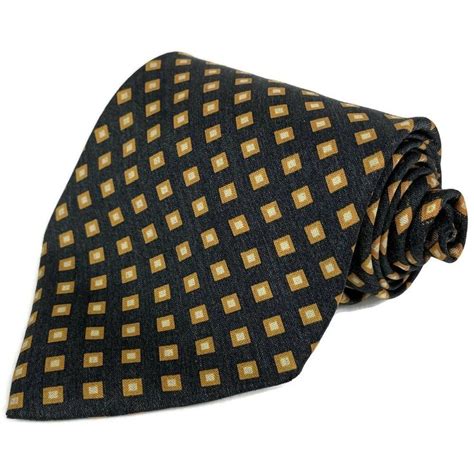 Tommy Hilfiger Tie Mens Black Diamonds Geometric 100 Silk Wide Necktie