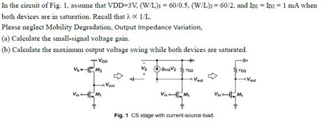 Solved In The Circuit Of Fig Assume That VDD V W L Chegg
