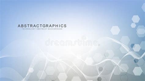 Modern Science Background With Lines Dots And Hexagons Wave Flow Abstract Background Stock