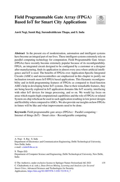 Pdf Field Programmable Gate Array Fpga Based Iot For Smart City