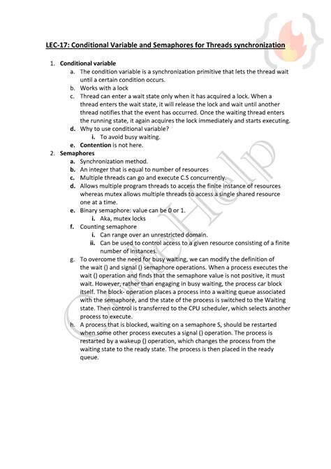 lec 17notes ljfs lec 17 conditional variable and semaphores for
