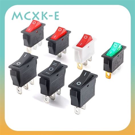MCXK E 1Pcs KCD3 Rocker Switch 31 13 5mm 16A 250V AC 20A 125V AC Black Transparent Red Green LED