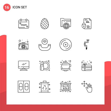 Group Of 16 Outlines Signs And Symbols For Photo Security Folder Document Banking Editable