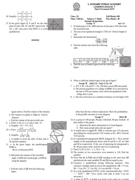 Class 10 C Math Pdf Area Euclidean Geometry