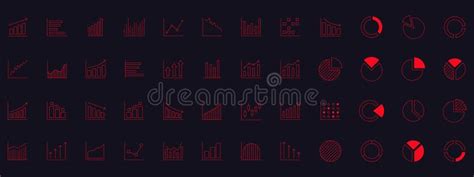 Bar Graph Line Icons Set Graph Line Bar Chart Diagram Report Statistics Business