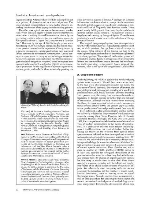 Production Pdf 180981 A Theory Of Lexical Access In Speech Production