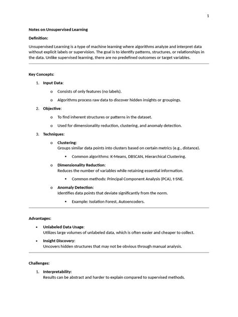 Notes On Unsupervised Learning Pdf Cluster Analysis Matrix