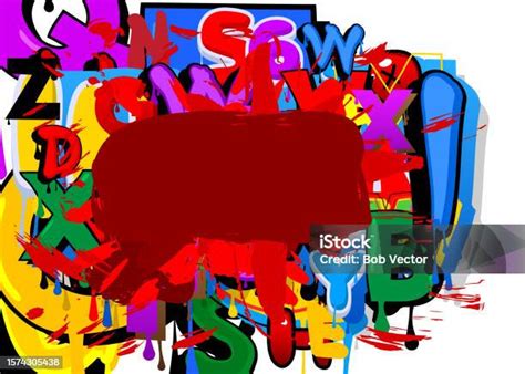 화려한 배경에 빨간 그래피티 말풍선 추상적인 현대 메시징 표지판 거리 예술 장식 토론 아이콘은 도시 회화 스타일로 수행된다 0명에 대한 스톡 벡터 아트 및 기타 이미지