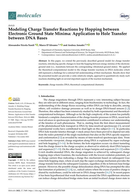 Pdf Modeling Charge Transfer Reactions By Hopping Between Electronic Ground State Minima