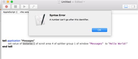 Applescript Set Messages Inputtextarea Error Stack Overflow