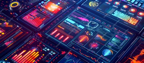 Multiple Digital Screens Display Complex Data Visualizations Graphs And