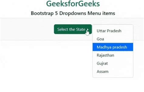 Bootstrap 5 Dropdowns Menu Items GeeksforGeeks