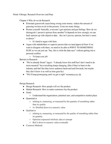 week 4 design research overview and prep reduce the amount of