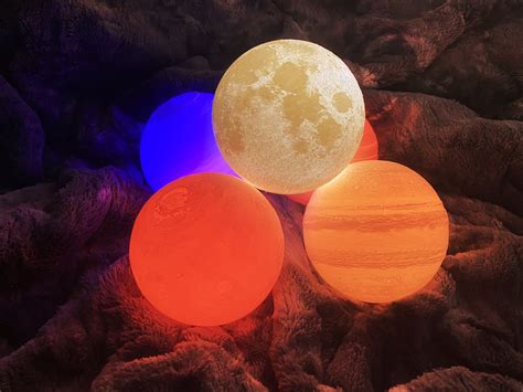 3d Printed Planet Lamp 16 Color Led With Remote And Stand Etsy