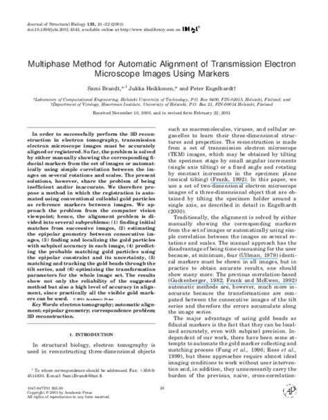 Pdf Multiphase Method For Automatic Alignment Of Transmission Electron Microscope Images Using