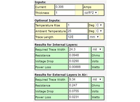 PCB Trace Width Calculation For MA On The Bottom Layer