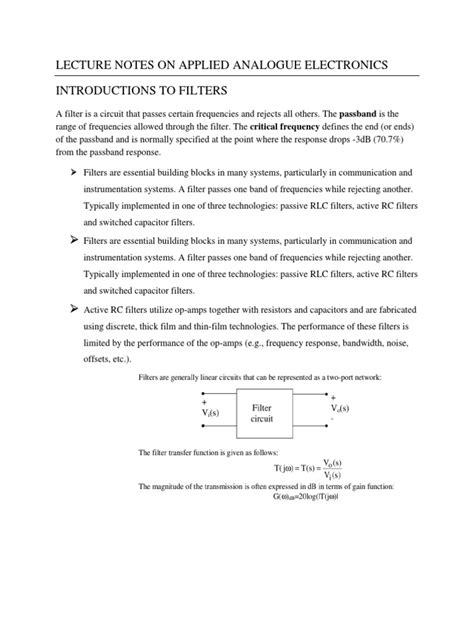 lecture notes on applied analogue electronics download free pdf