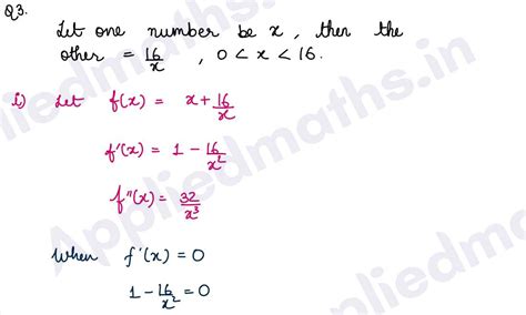 Class 12 Cbse Applied Maths Application Of Derivatives Exercise 6 7