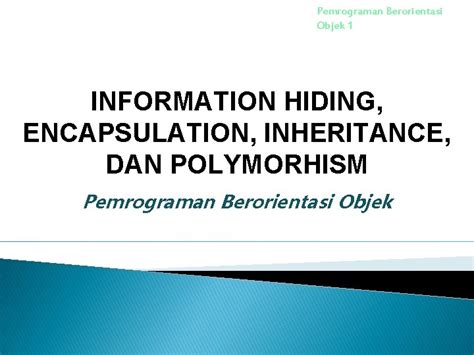 Pemrograman Berorientasi Objek 1 Information Hiding Encapsulation