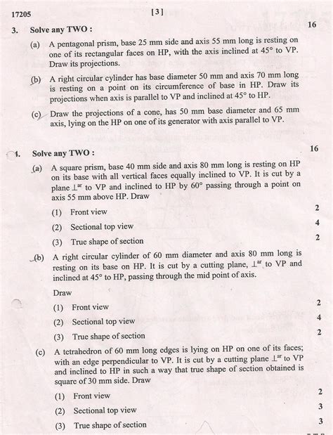 MSBTE Engineering Drawing Question Paper Images PDF University Question Papers