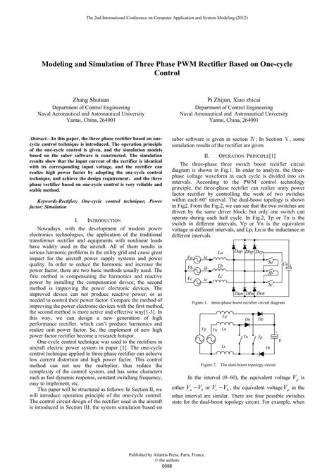 Pdf Modeling And Simulation Of Three Phase Pwm Rectifier Based On One Cycle Control