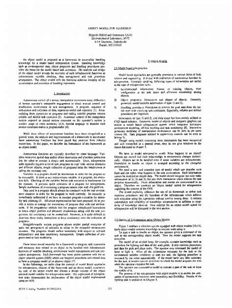 Object Model For Telerobot Ieee Conference Publication Ieee Xplore