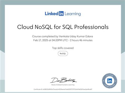 Nosql Cloudcomputing Linkedinlearning Dataengineering Venkata