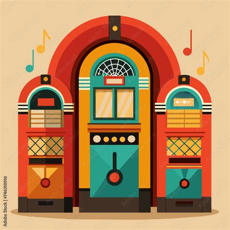 Vintage Jukeboxes Playing Classic Tunes Vektor Illustation Stock