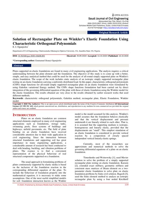 Pdf Solution Of Rectangular Plate On Winklers Elastic Foundation