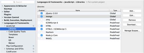 Javascript How To Enable Code Completion With A Node Js Library In Global Scope In Intellij