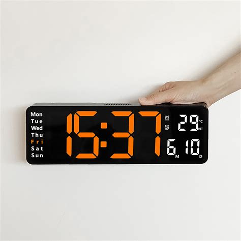 giyblacko clock large led digital wall clock temperature date day