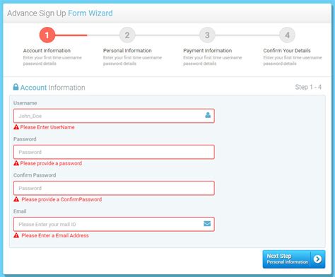 Multi Step Form Wizard With JQuery Validation