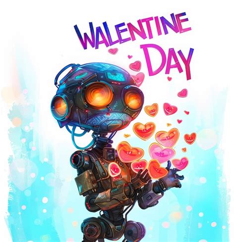 A Robot With The Words Valentines Day Written On It Premium Ai Generated Image