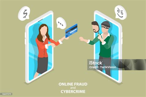 온라인 사기 및 사이버 범죄의 3d Isometric 플랫 벡터 개념 적 그림 사기에 대한 스톡 벡터 아트 및 기타 이미지 사기 전화 사용 사기꾼 Istock