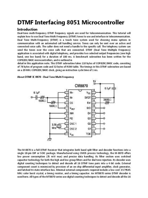 Dtmf Interfacing 8051 Microcontroller Pdf Radio Frequency Identification Microcontroller