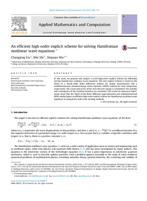 Pdf An Efficient High Order Explicit Scheme For Solving Hamiltonian