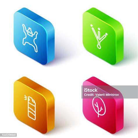 아이소메트릭 라인 곰 피부 새 발자국 후추 스프레이 및 나무 아이콘을 설정합니다 벡터 3차원 형태에 대한 스톡 벡터 아트 및 기타 이미지 3차원 형태 가루로 빻은