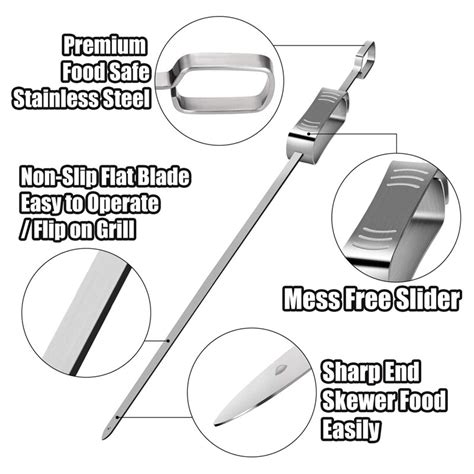 Metal Skewers For Grilling 10pcs 17inch Kabob Ske Grandado