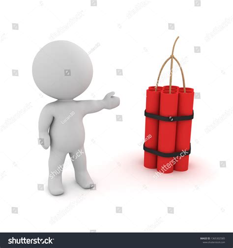 3d Character Showing Dynamite Bundle 3d Stock Illustration 1365302585 Shutterstock