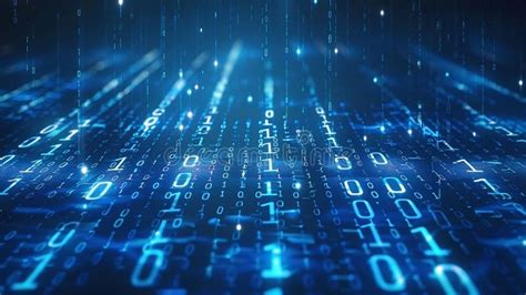 abstract blue binary code background with glowing digits digital