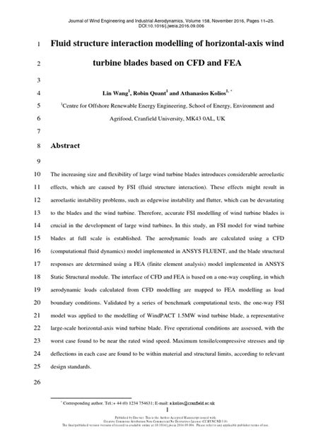 Fluid Structure Interaction Modelling Of Horizontal Axis Wind Turbine