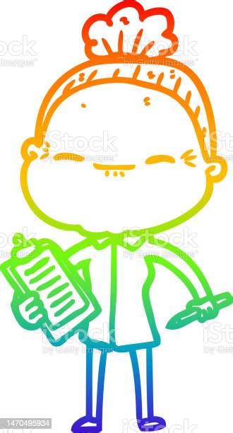 만화 평화로운 늙은 여자의 무지개 그라데이션 선 그리기 귀여운에 대한 스톡 벡터 아트 및 기타 이미지 귀여운 그라데이션 낙서 드로잉 Istock